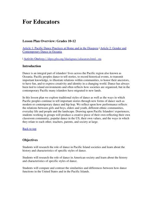 Lesson Plan Overview: Grades 10-12 - PBS