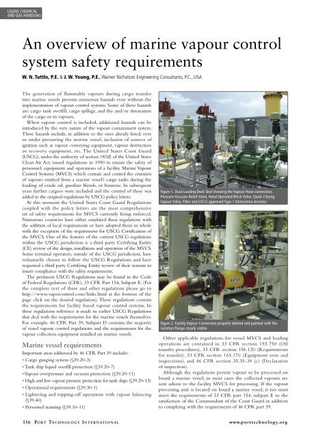 An overview of marine vapour control system safety requirements