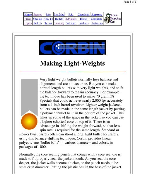 Making Light-Weights - Corbin Bullet Swaging