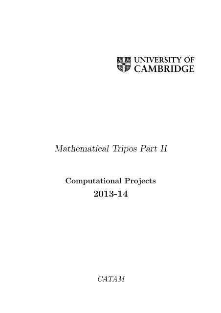 Mathematical Tripos Part II 2013-14 - Faculty of Mathematics ...