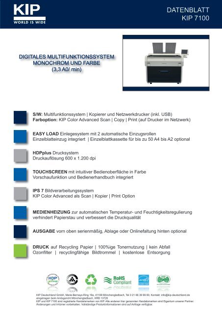 DATENBLATT KIP 7100 - KIP Deutschland GmbH