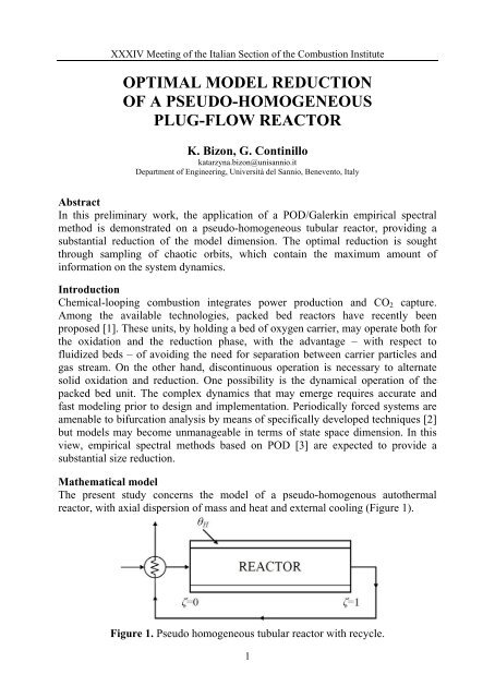 optimal model reduction of a pseudo-homogeneous plug-flow reactor