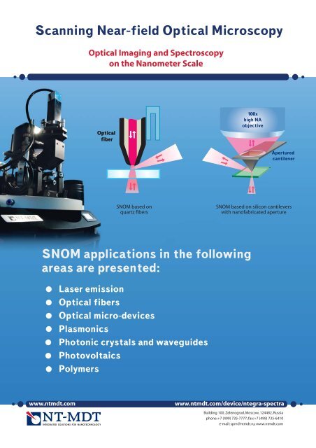 Scanning Near Field Optical Microscopy Nt Mdt