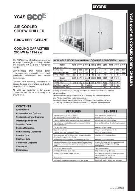 ycas air cooled screw chiller