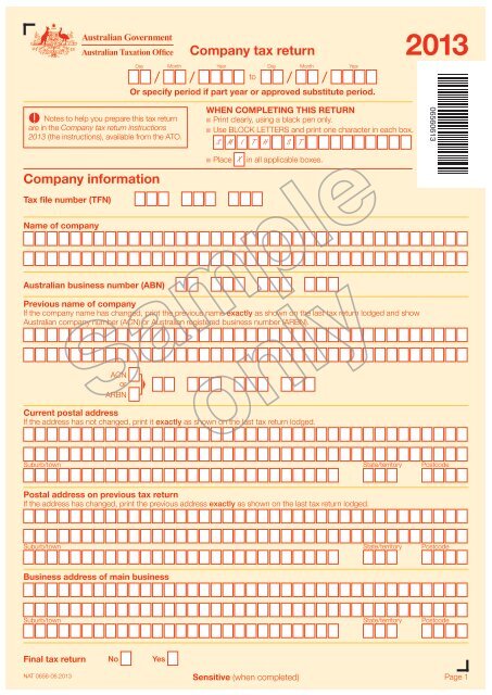 Company tax return 2013 - Australian Taxation Office