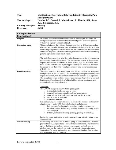 Behavior Intensity Scale
