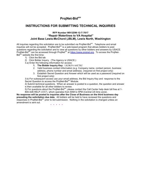 ProjNet-Bid INSTRUCTIONS FOR SUBMITTING TECHNICAL ... - WPC