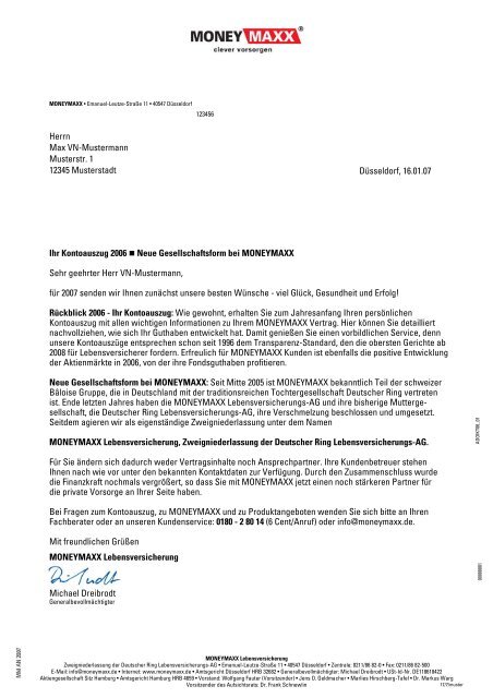 Düsseldorf, 16.01.07 Herrn Max VN-Mustermann Musterstr. 1 12345 ...