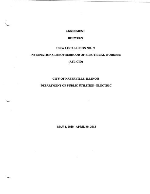 AGREEMENT BETWEEN IBEW LOCAL UNION ... - City of Naperville
