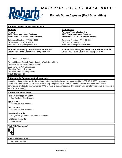 ReportPrinter Report - Pool Water Products