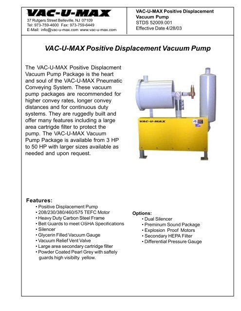 VAC-U-MAX Positive Displacement Vacuum Pump