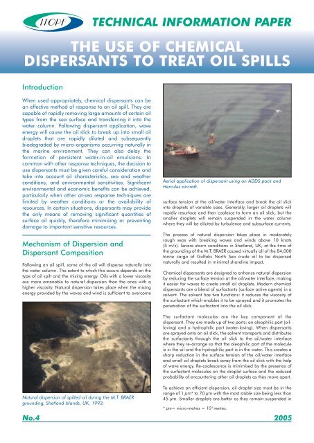 The Use Of Chemical Dispersants To Treat Oil Spills Clean 55 Off