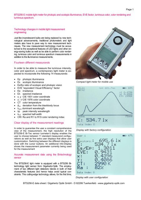 Download the BTS256-E LED-Luxmeter Technical Data Sheet pdf file