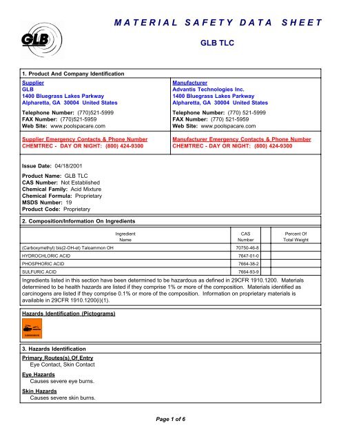 MSDS GLB TLC