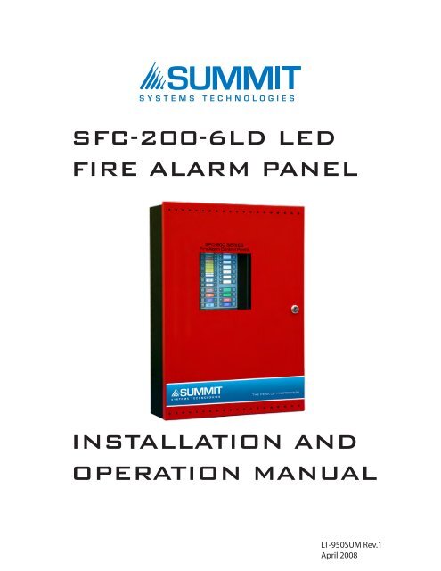 sfc-200-6ld led fire alarm panel installation and ... - Summit-st.net