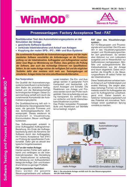 Report Process-Automation: Factory Acceptance Test - WinMOD