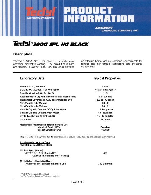 TECTYL 300G SPL HG BLACK PI - Daubert Chemical Company, Inc.