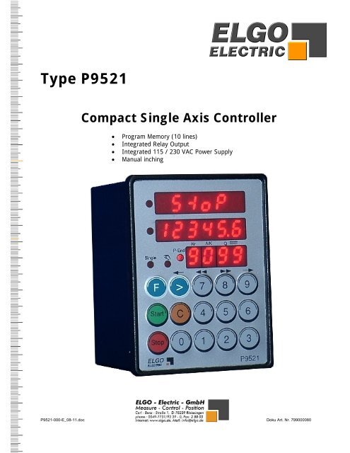 SERIES P9521 - ELGO Electric GmbH