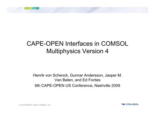 CAPE-OPEN Interfaces in COMSOL Multiphysics Version 4 - CO-LaN