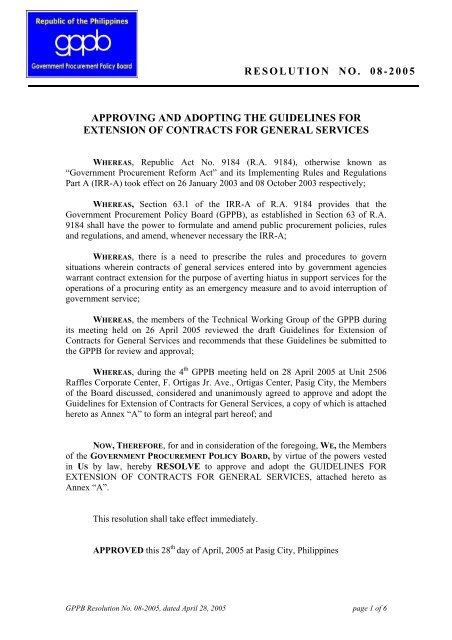 GPPB Resolution No. 08-2005