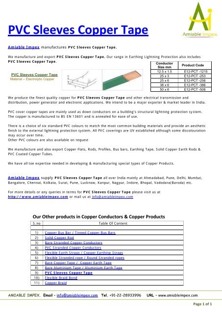 PVC Sleeves Copper Tape - Amiable Impex