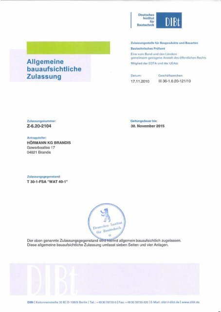 Allgemeine Bauaufsichtliche Zulassung