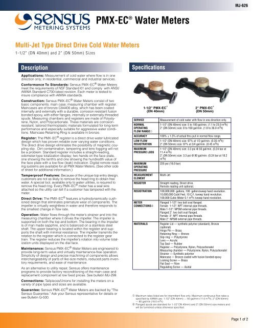 PMX-EC® Water Meters - Customers & Distributors - Sensus