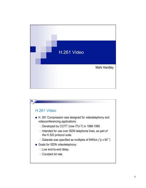 H.261 Video Compression