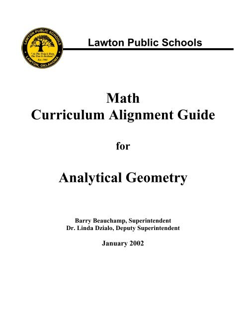 Math Curriculum Alignment Guide Analytical Geometry