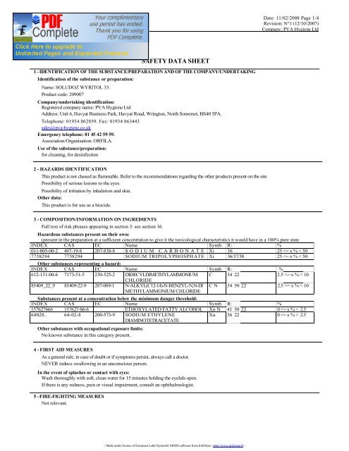SAFETY DATA SHEET - Western Hygiene