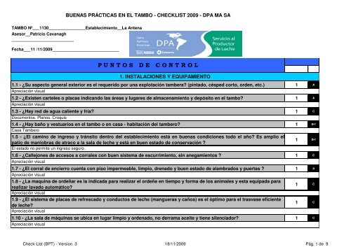 Checklist BPT DPA T-1130