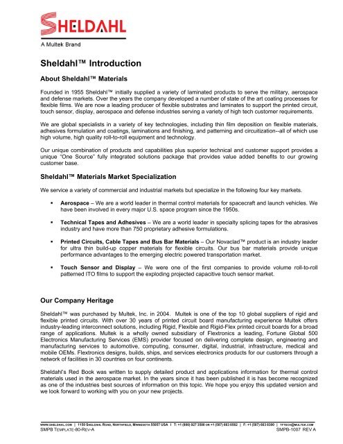 About Sheldahl Materials