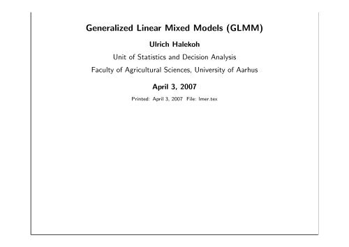 Generalized Linear Mixed Models (GLMM)