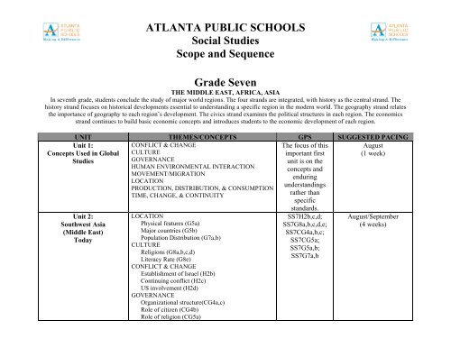 7th Grade Social Studies Scope and Sequence - Atlanta Public ...