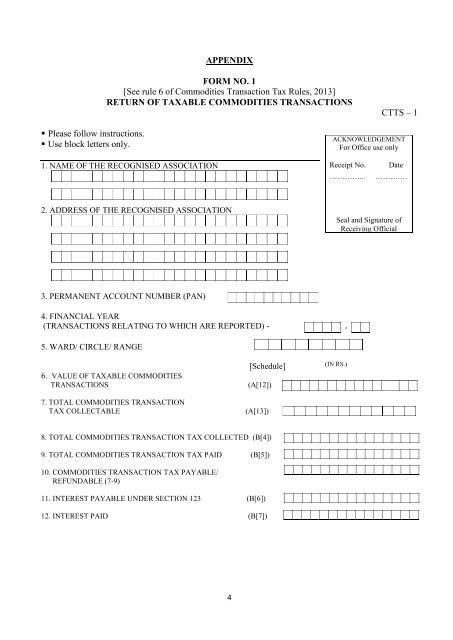 APPENDIX FORM NO. 1 [See rule 6 of Commodities ... - Taxmann