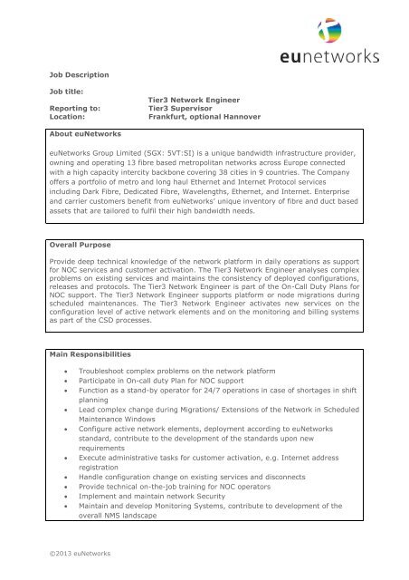 Network Engineer Job Description Resume For Network Engineer
