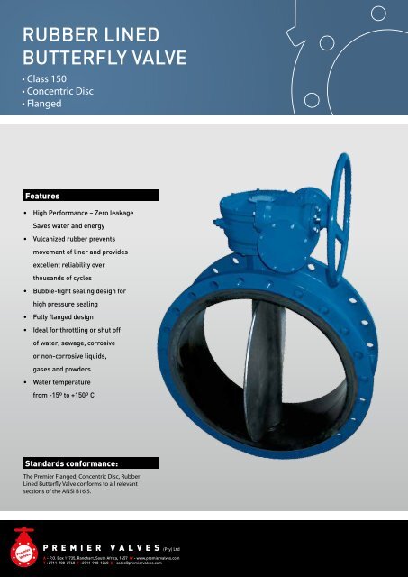 RubbeR Lined butteRfLy VaLVe - Premier Valves