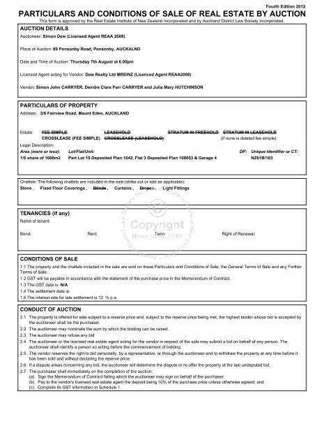 particulars and conditions of sale of real estate by ... - campaigntrack