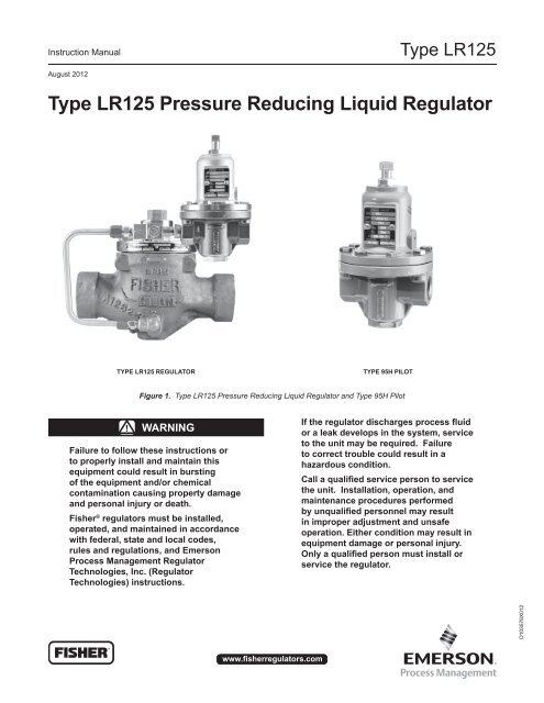 Type LR125 Pressure Reducing Liquid Regulator - Emerson ...