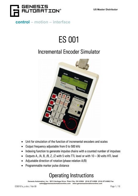 Encoder Simulator ES001 - Genesis Automation