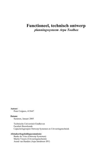 Functioneel, technisch verslag - Ontwerp Systemen - Technische ...