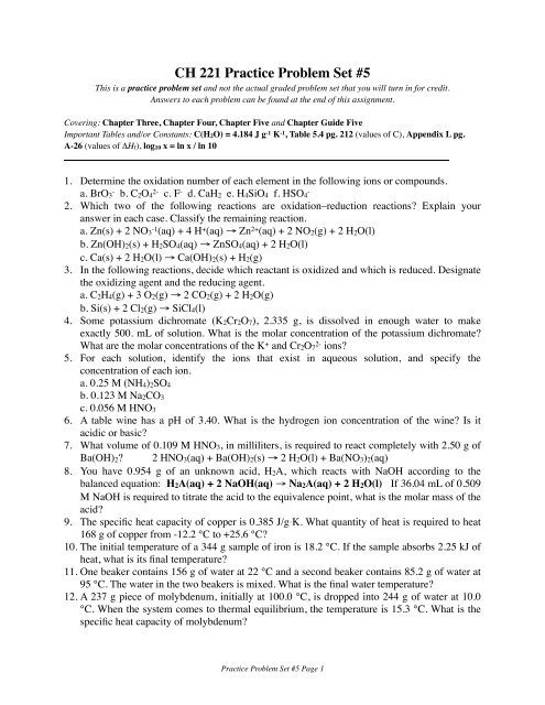 Practice Problem Set #5