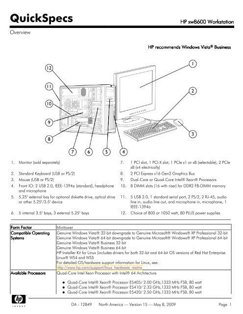 HP xw8600 Workstation - Nts
