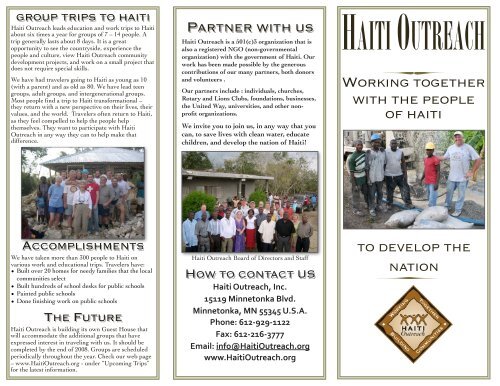Haiti Outreach Brochure, rev D
