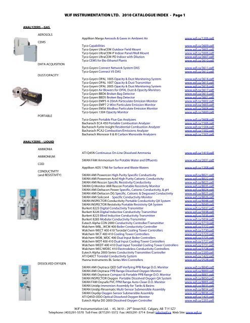 our 2010 Catalogue - WJF Instrumentation