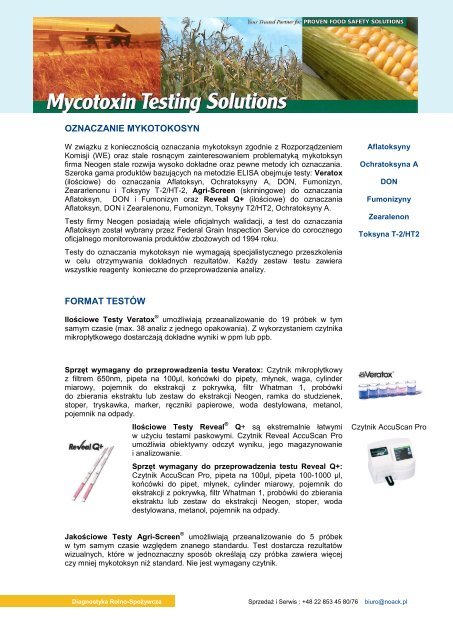 Mycotoxins Testing Solutions - NOACK