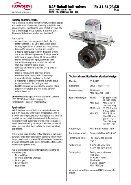 NAF-Duball ball valves Fk 41.61(23)GB