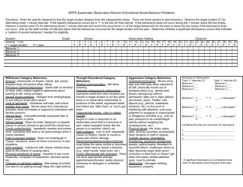 SPPS Systematic Observation Record of Emotional Social Behavior ...