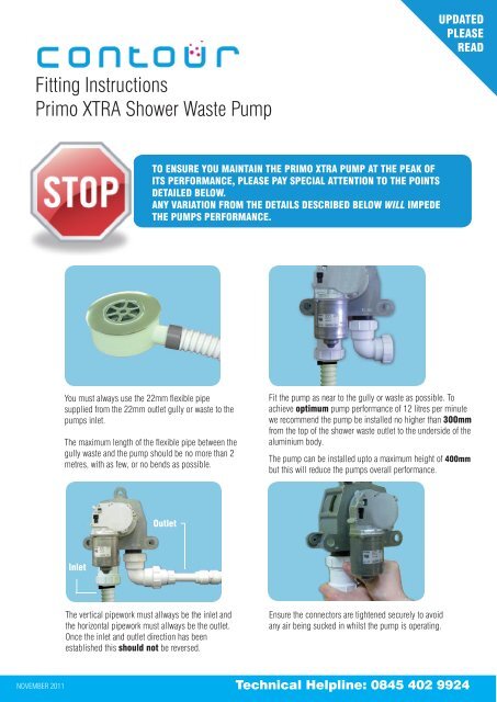 Fitting Instructions Primo XTRA Shower Waste ... - Contour Showers