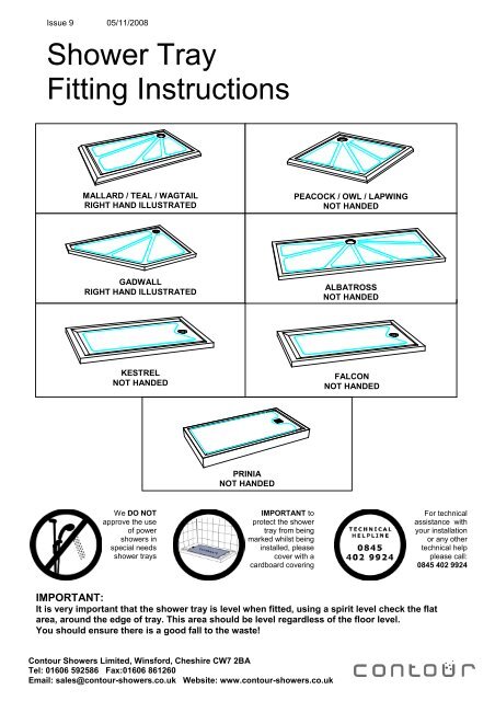 Shower Tray Fitting Instructions - Contour Showers